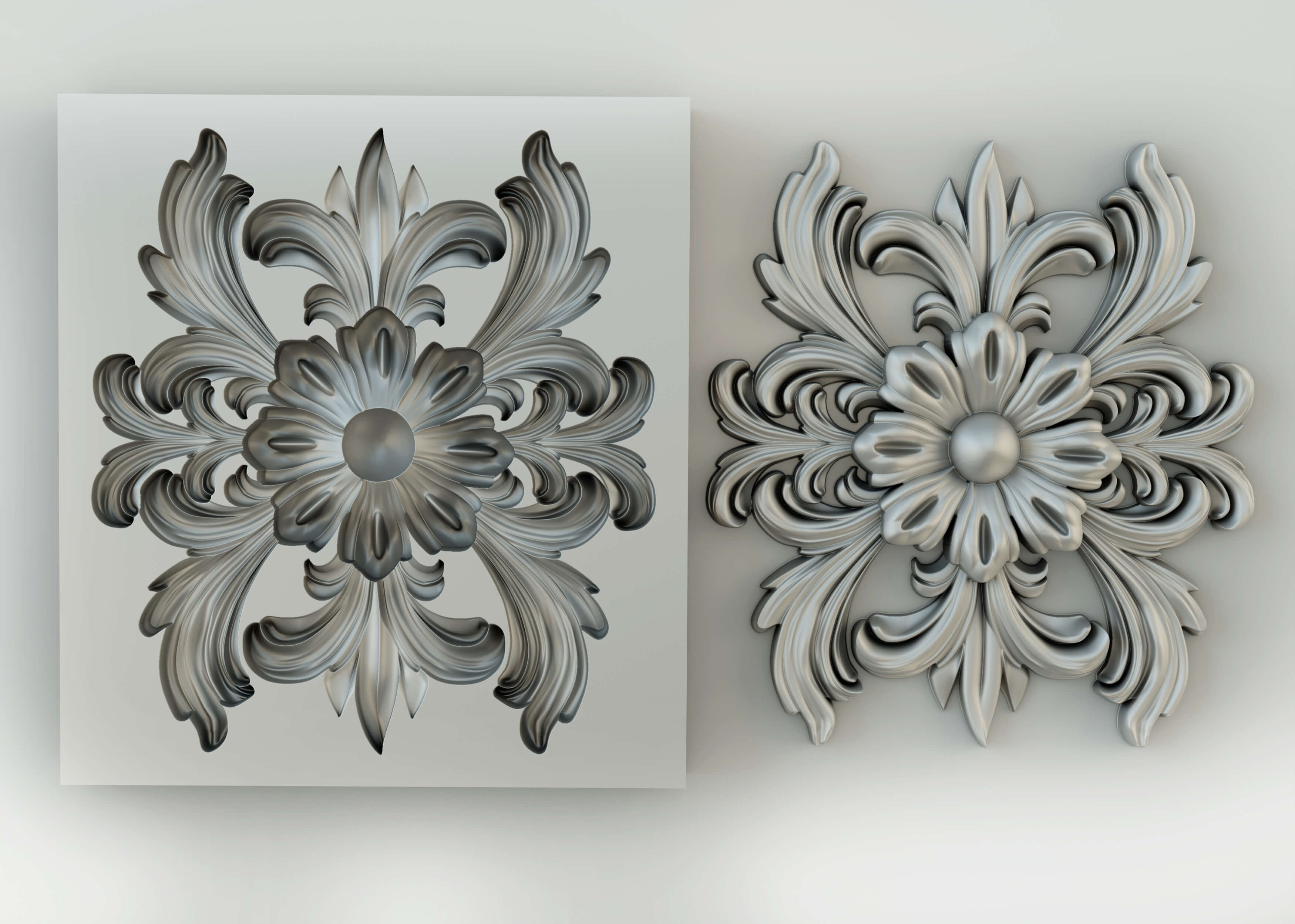 Flower With Leaves - Silicone or Plaster Mold for 3D Printer by GoodWood