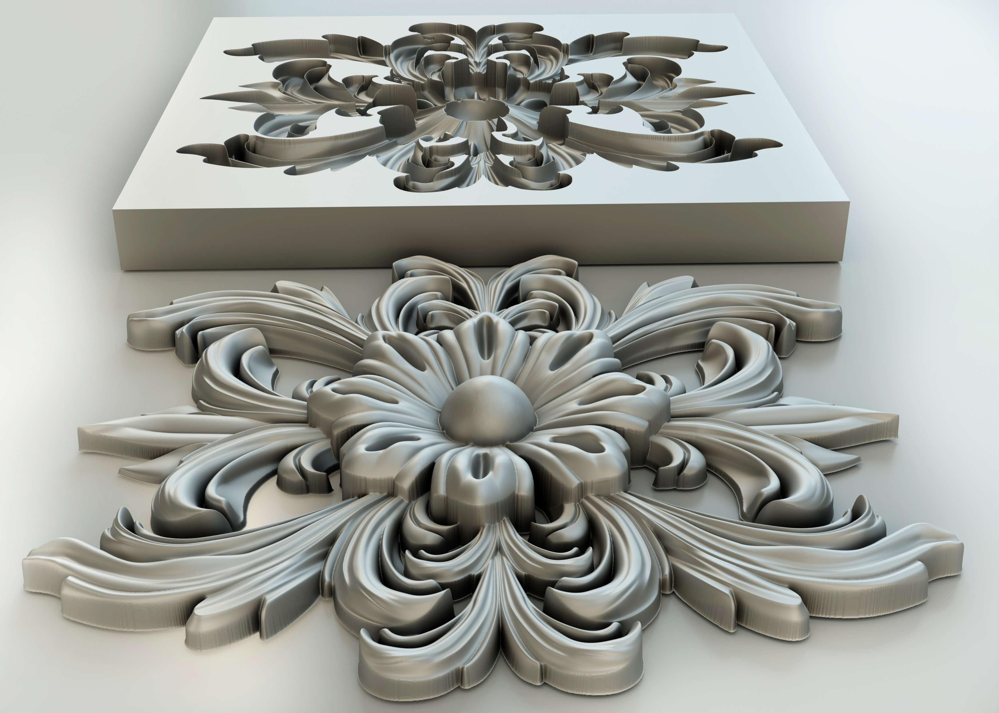 Flower With Leaves - Silicone or Plaster Mold for 3D Printer by GoodWood