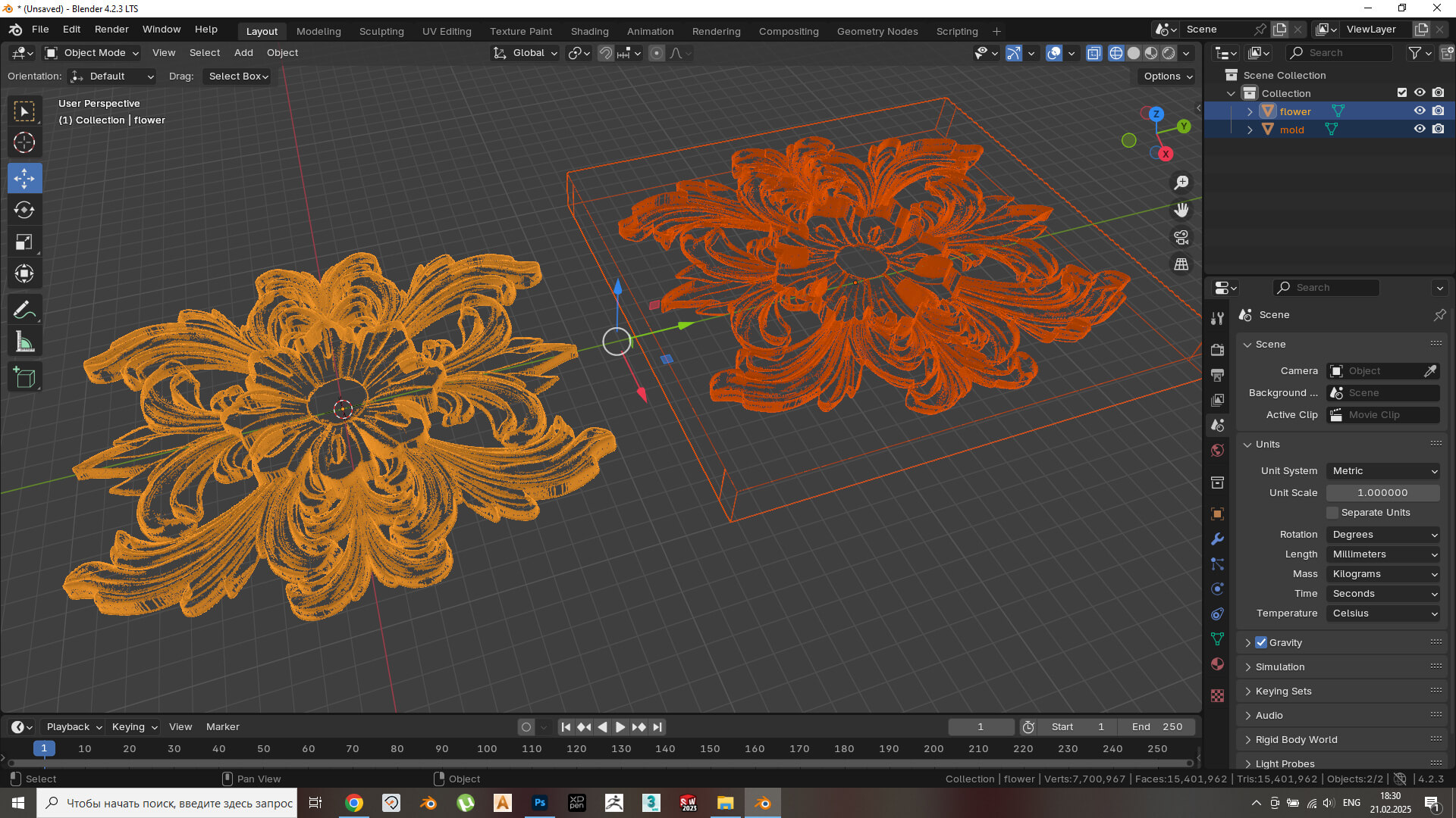 Flower With Leaves - Silicone or Plaster Mold for 3D Printer by GoodWood