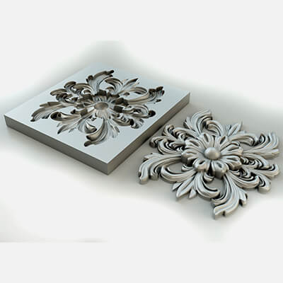 Flower With Leaves - Silicone or Plaster Mold for 3D Printer by GoodWood