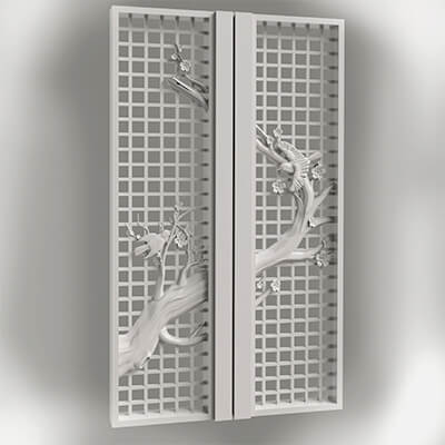 Door Cherry Blossoms and Birds for CNC Router - 3D Model by GoodWood
