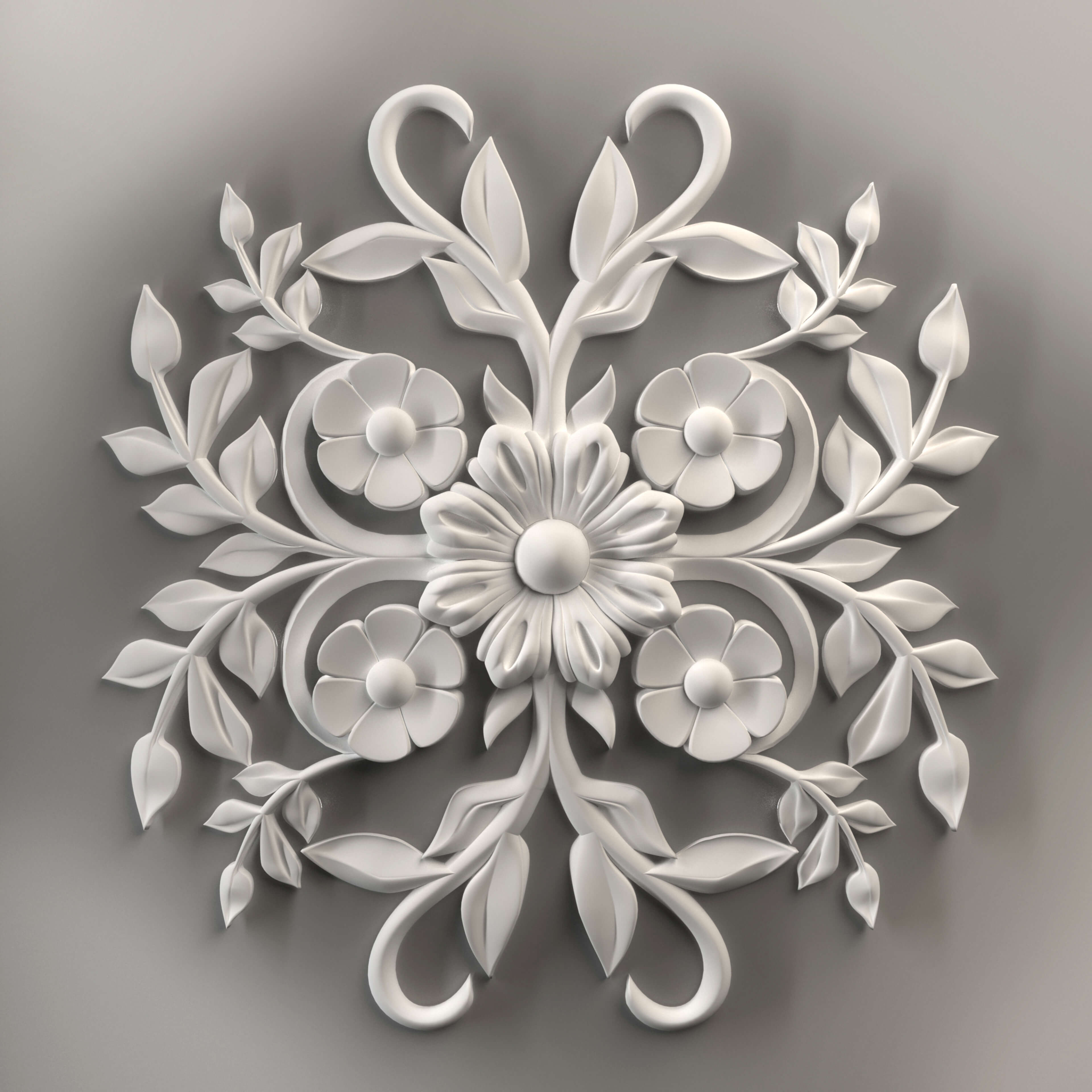 Wall Decor Flowers With Leaves for Milling CNC Machines - 3D Model by ...