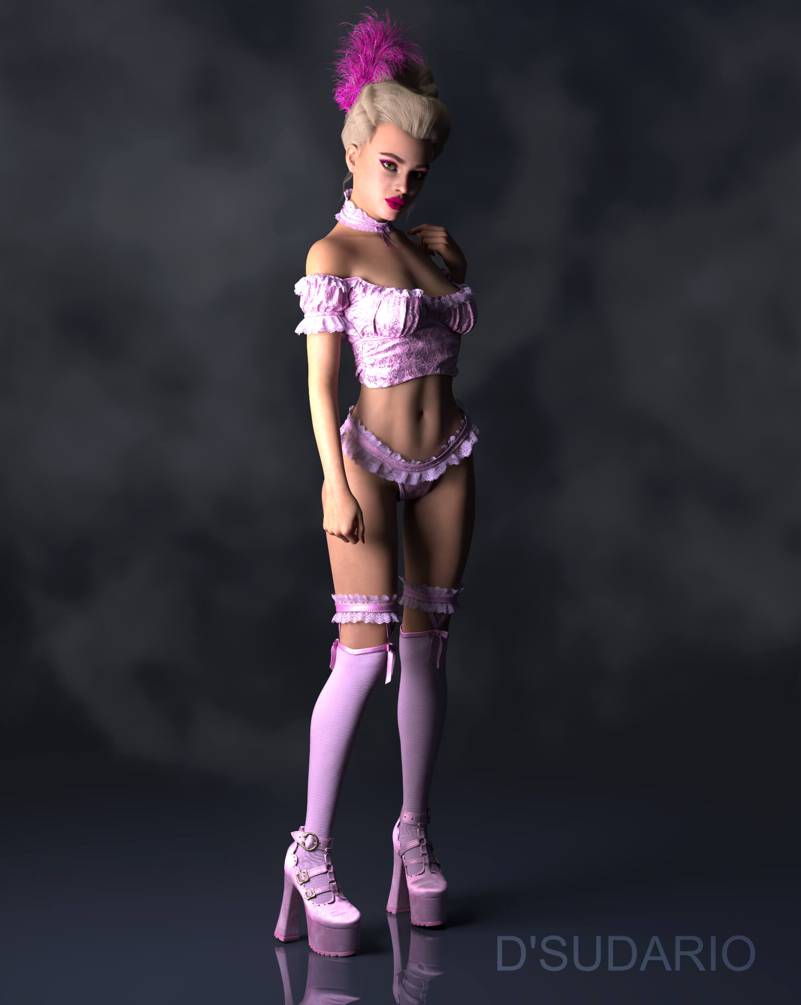 A TOUCH OF PINK 3D Render, Digital Art by Gracia Amor