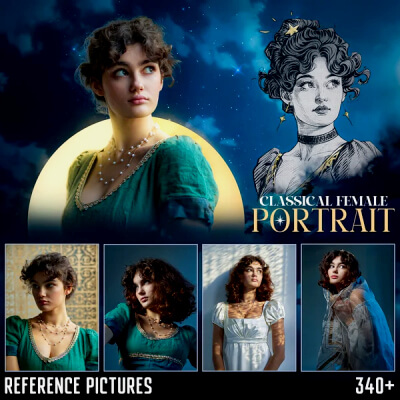 340+ Classical Female Portrait - Reference Photo Set by Grafit Studio