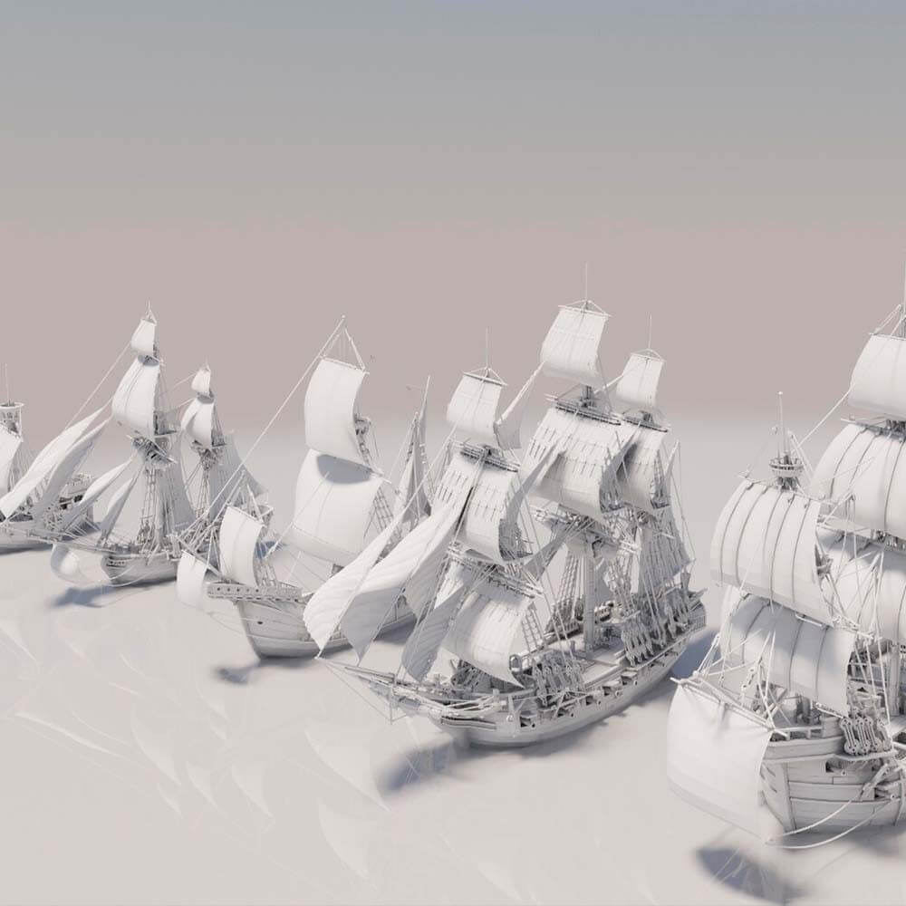 Ships Kitbash Set - 3D Model by Grafit Studio