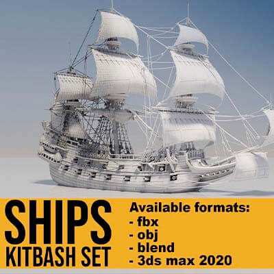 Ships Kitbash Set - 3D Model by Grafit Studio