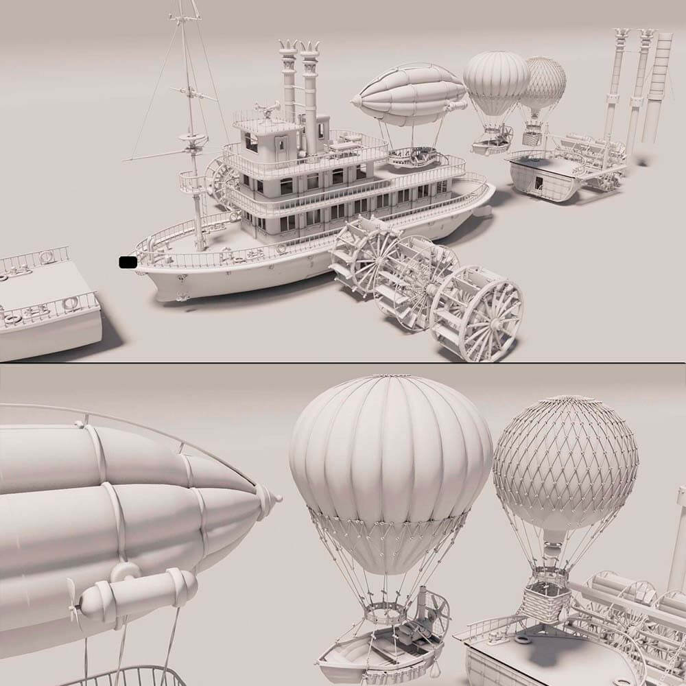 Steamboat Kitbash Set - 3D Model by Grafit Studio