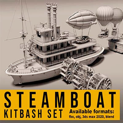 Steamboat Kitbash Set - 3D Model by Grafit Studio
