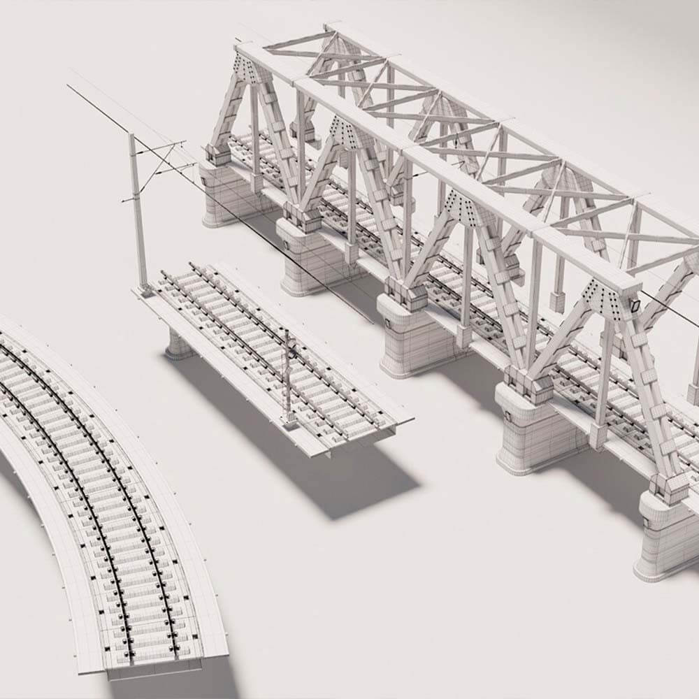 Railway KITBASH Set (Subdivision Ready) - 3D Model by Grafit Studio