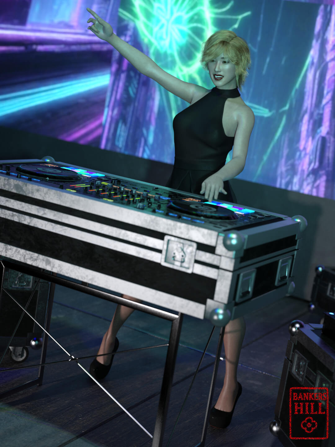 DJ BPMinatrix 3D Render, Digital Art by grafitaleblue