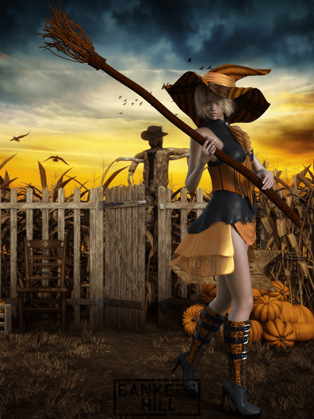Witch you were here 3D Render, Digital Art by grafitaleblue