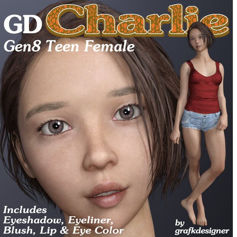 GD Charlie Teen 3D Render, Digital Art by grafkdesigner