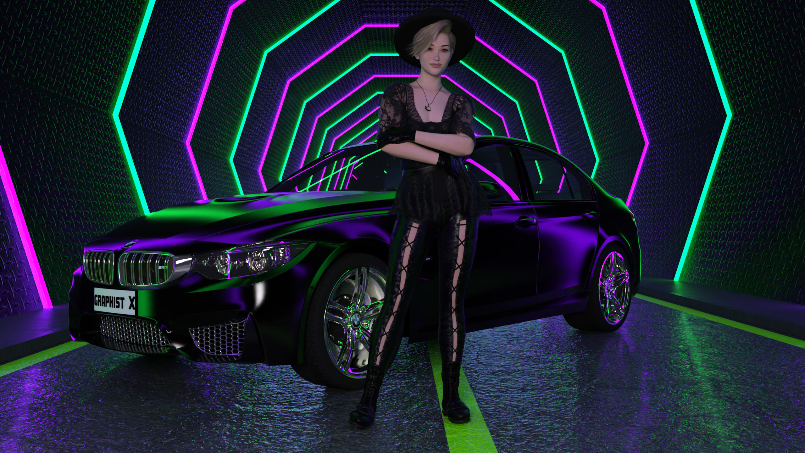 Neon Tunnel - Daz3D 3D Render, Digital Art by GraphistX