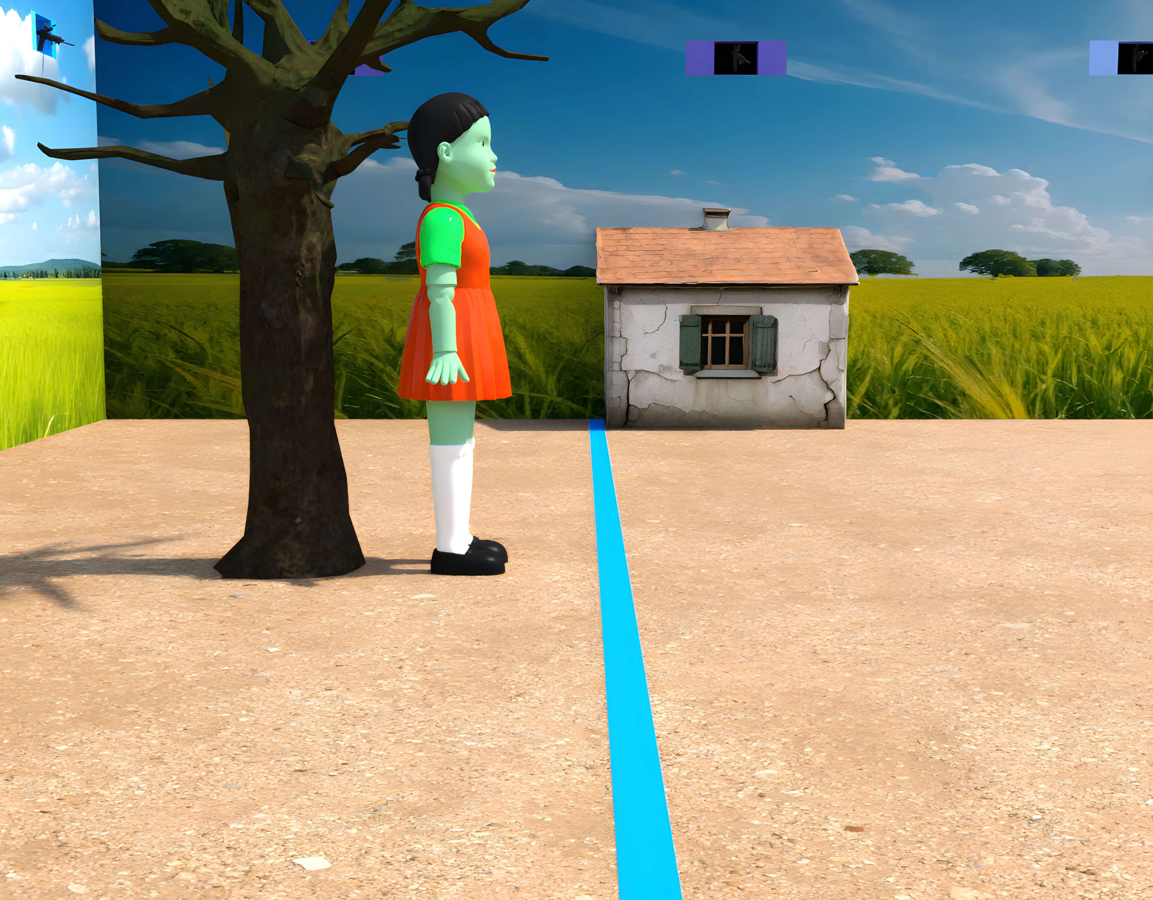 Squid Game - First Game Red Light Green Light 3D Render