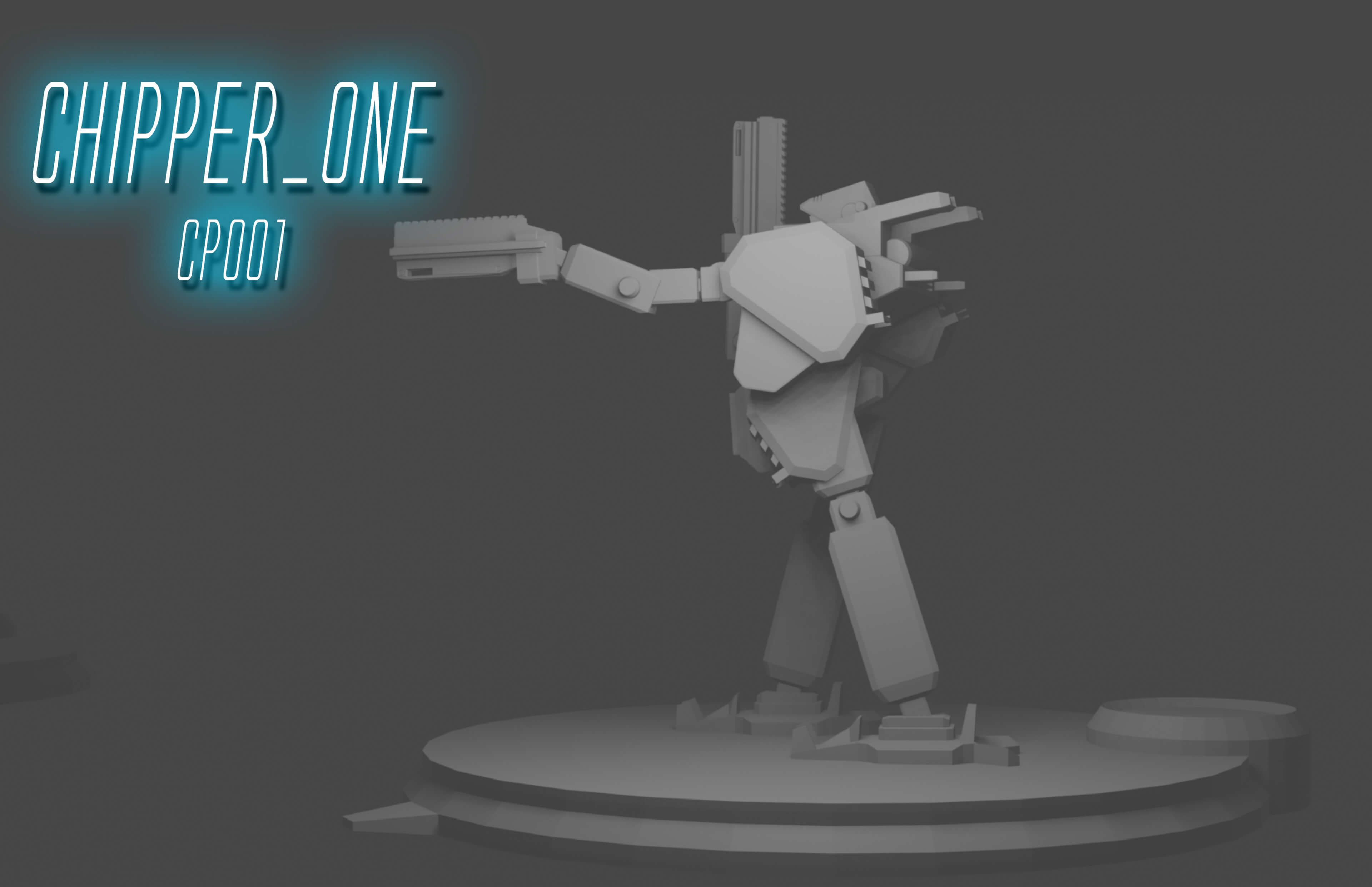 Chipper One Mech Miniature - 3D Model by GraphiteNite