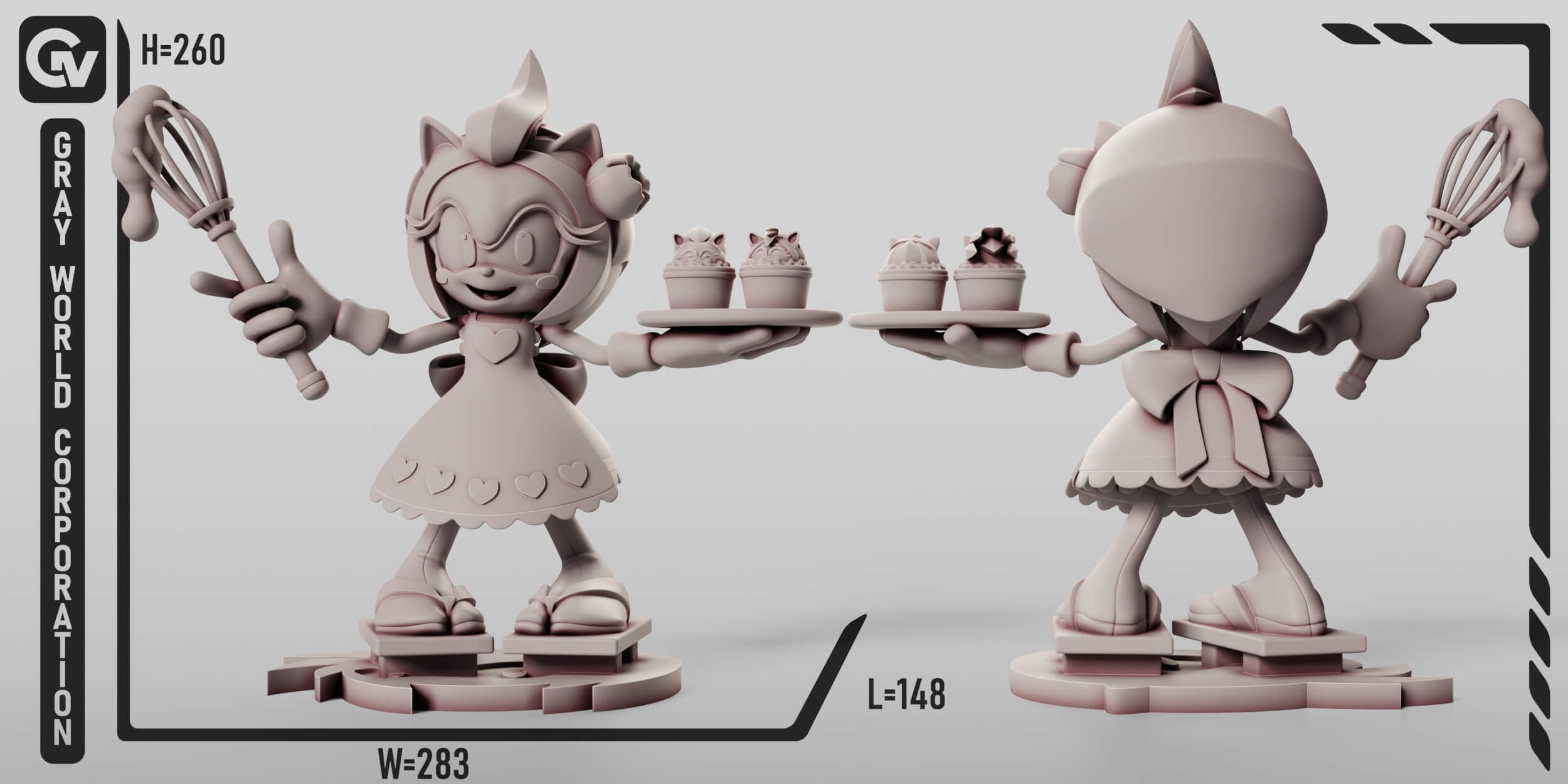 Amy Rose Confectioner - Sonic The Hedgehog 3D Print Model by Gray World ...