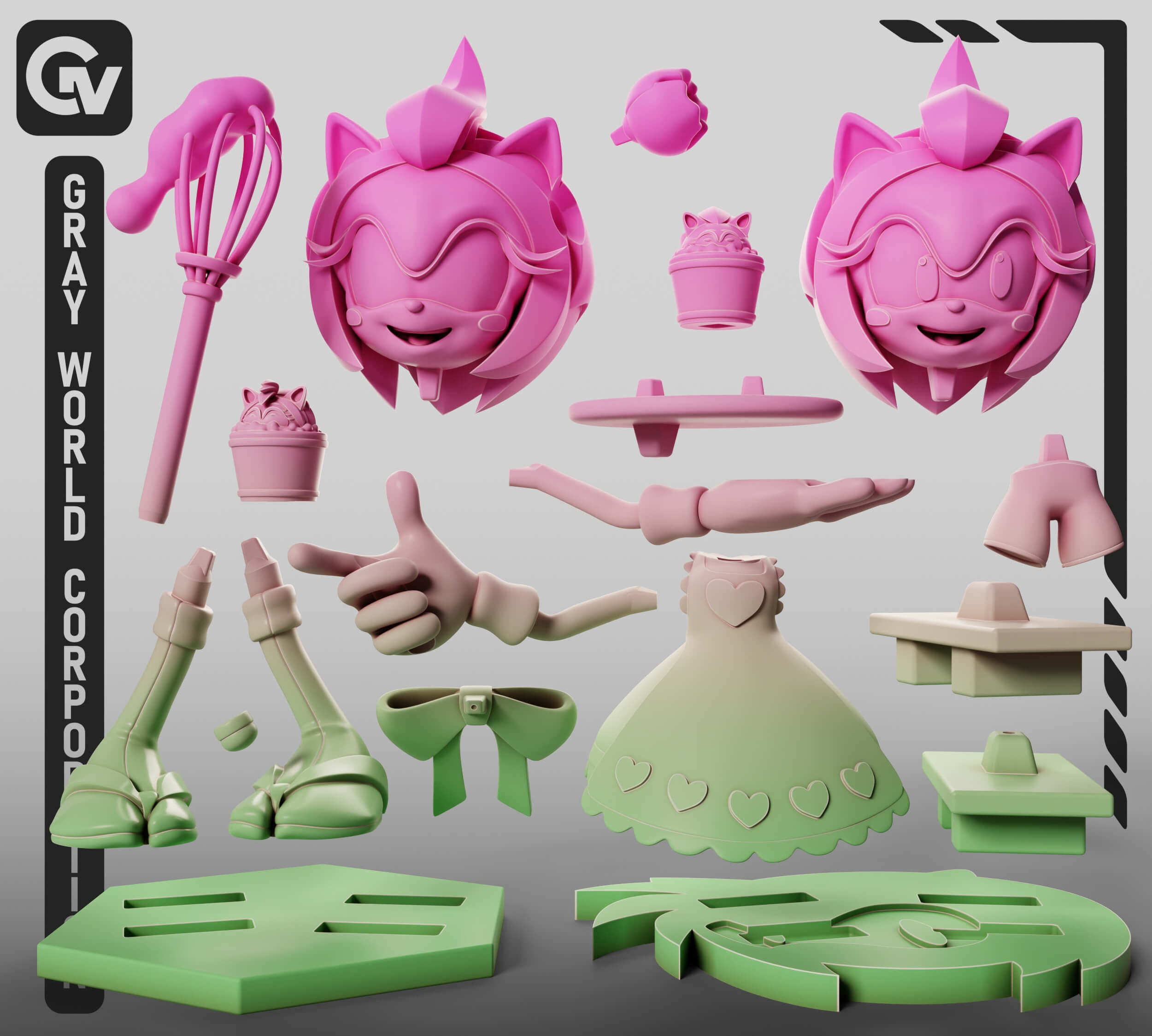 Amy Rose Confectioner - Sonic The Hedgehog 3D Model by Gray World ...