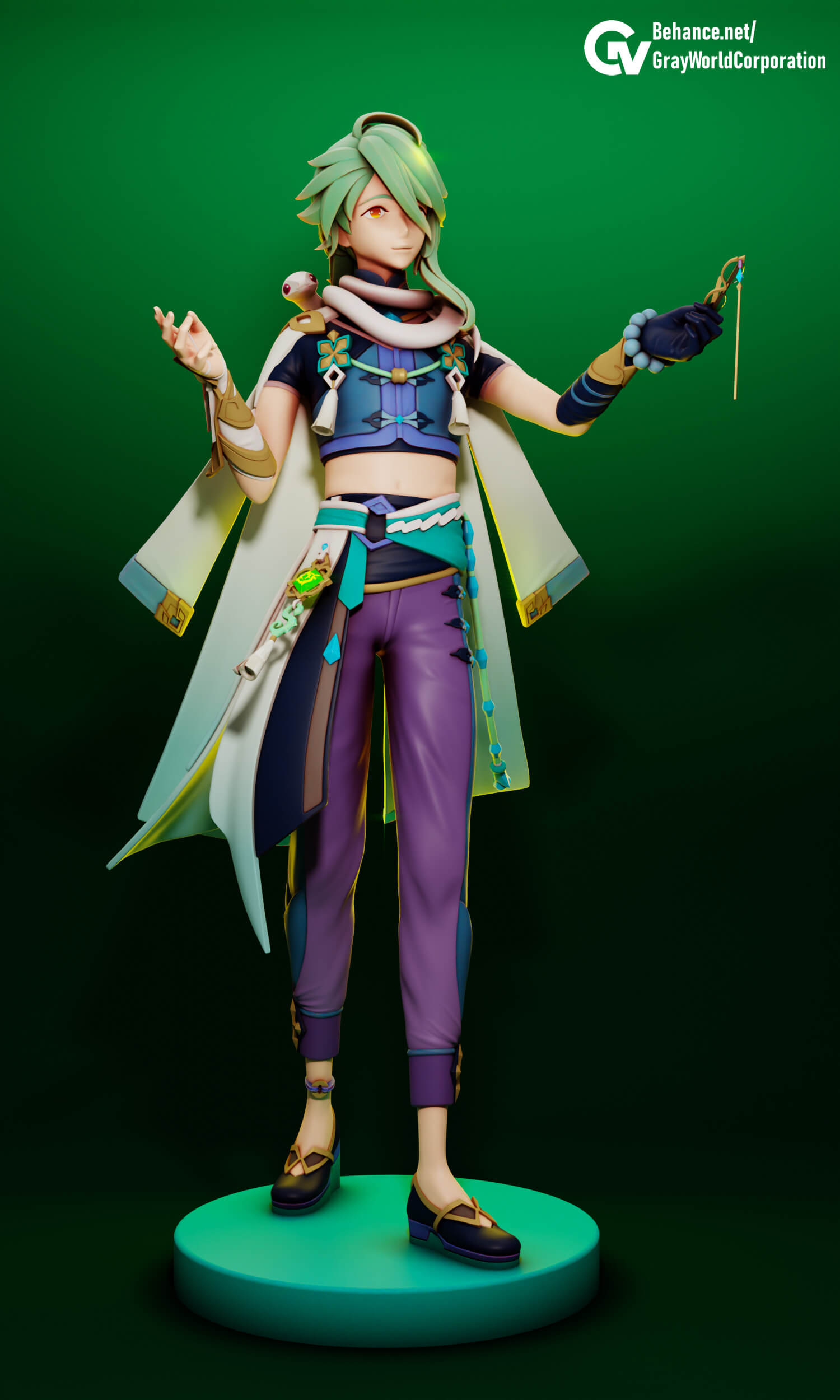 Baizhu - Genshin Impact 3D Model by Gray World Corporation