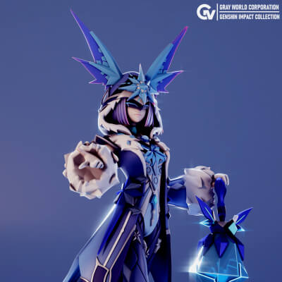 Cryo Cicin Mage - Genshin Impact 3D Model by Gray World Corporation