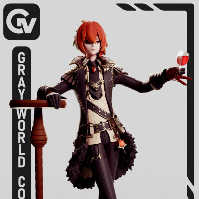 Diluc - Genshin Impact 3D Model by Gray World Corporation