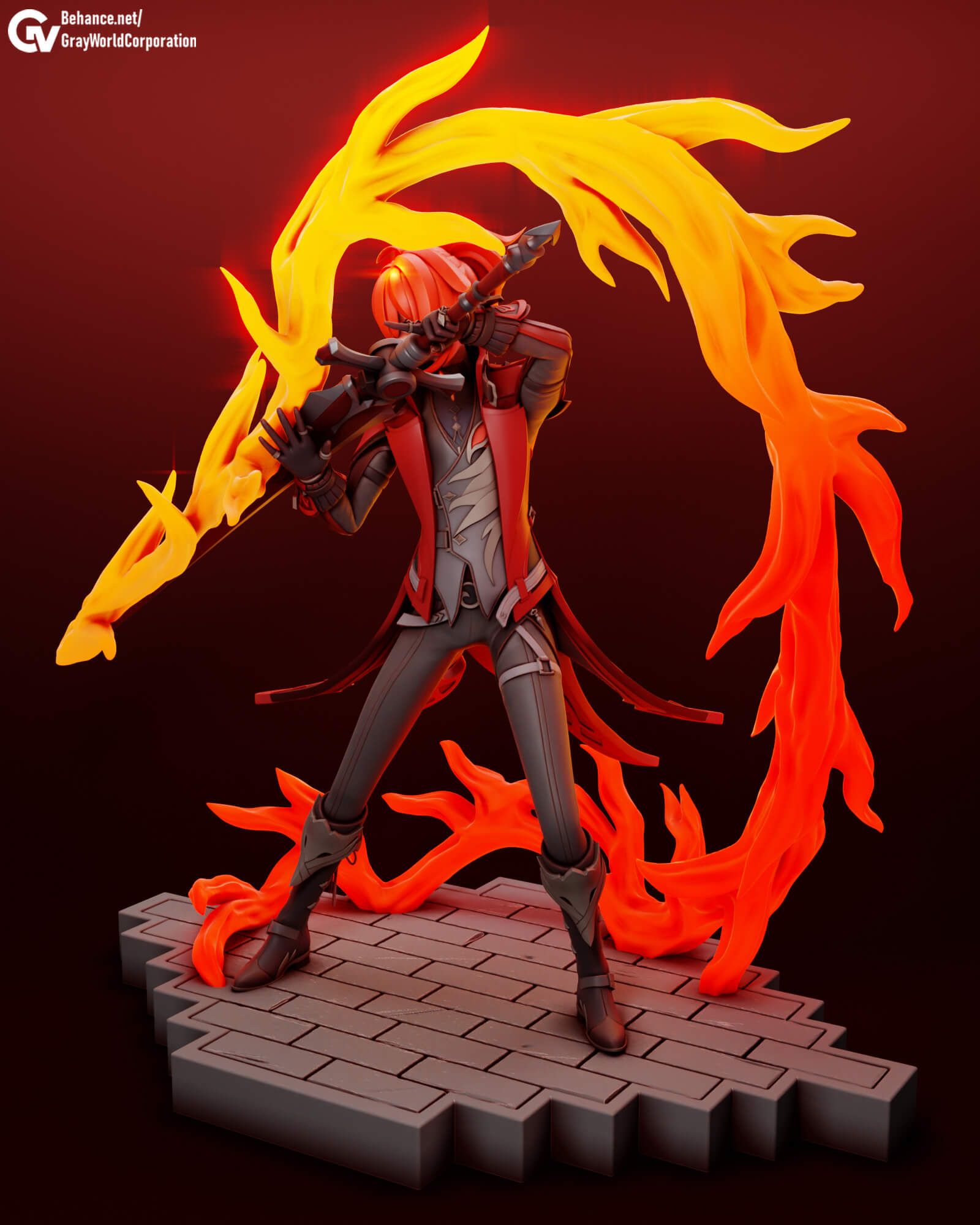 Diluc "Red Dead of Night" - Genshin Impact 3D Model by Gray World ...