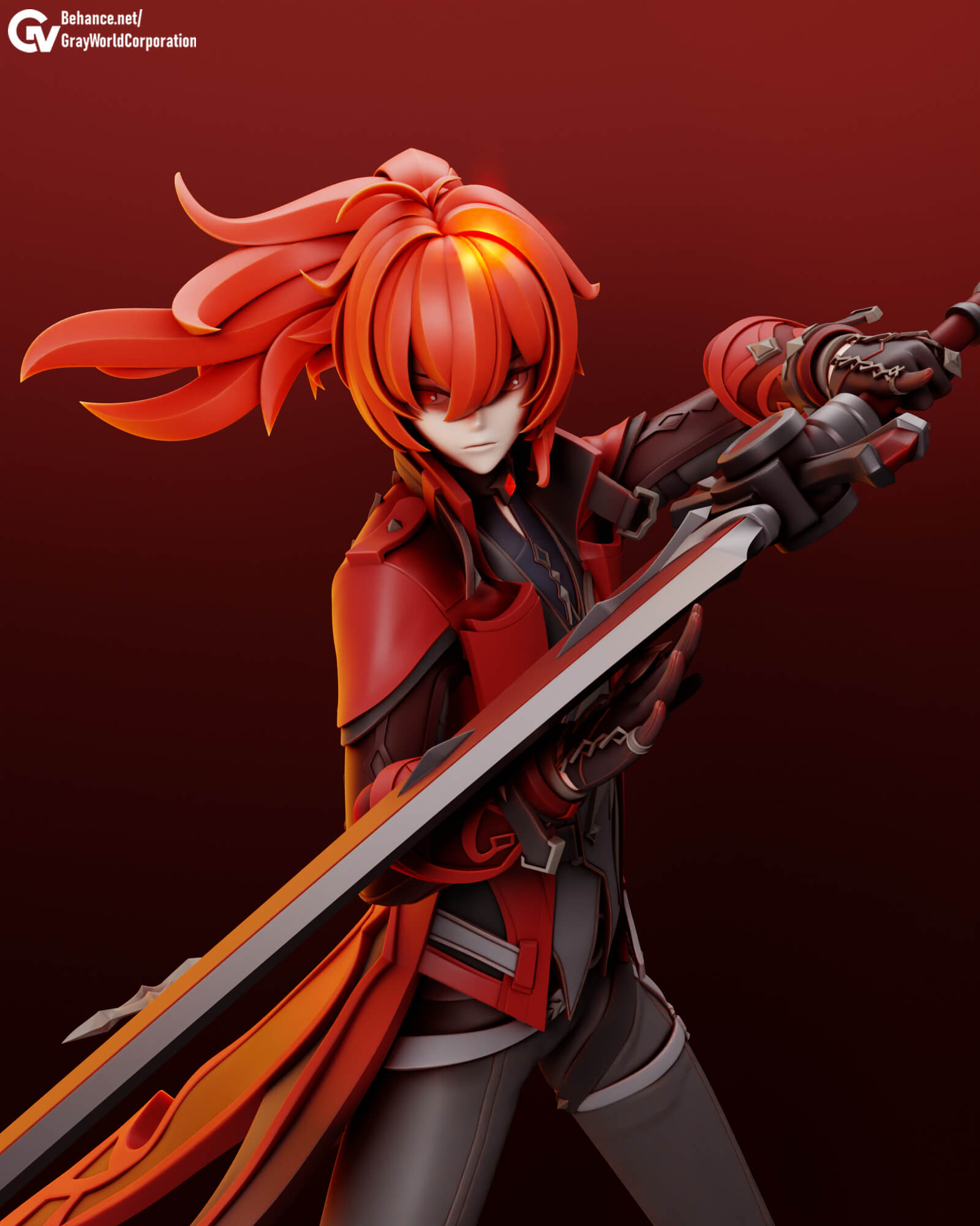 Diluc "Red Dead of Night" - Genshin Impact 3D Model by Gray World ...