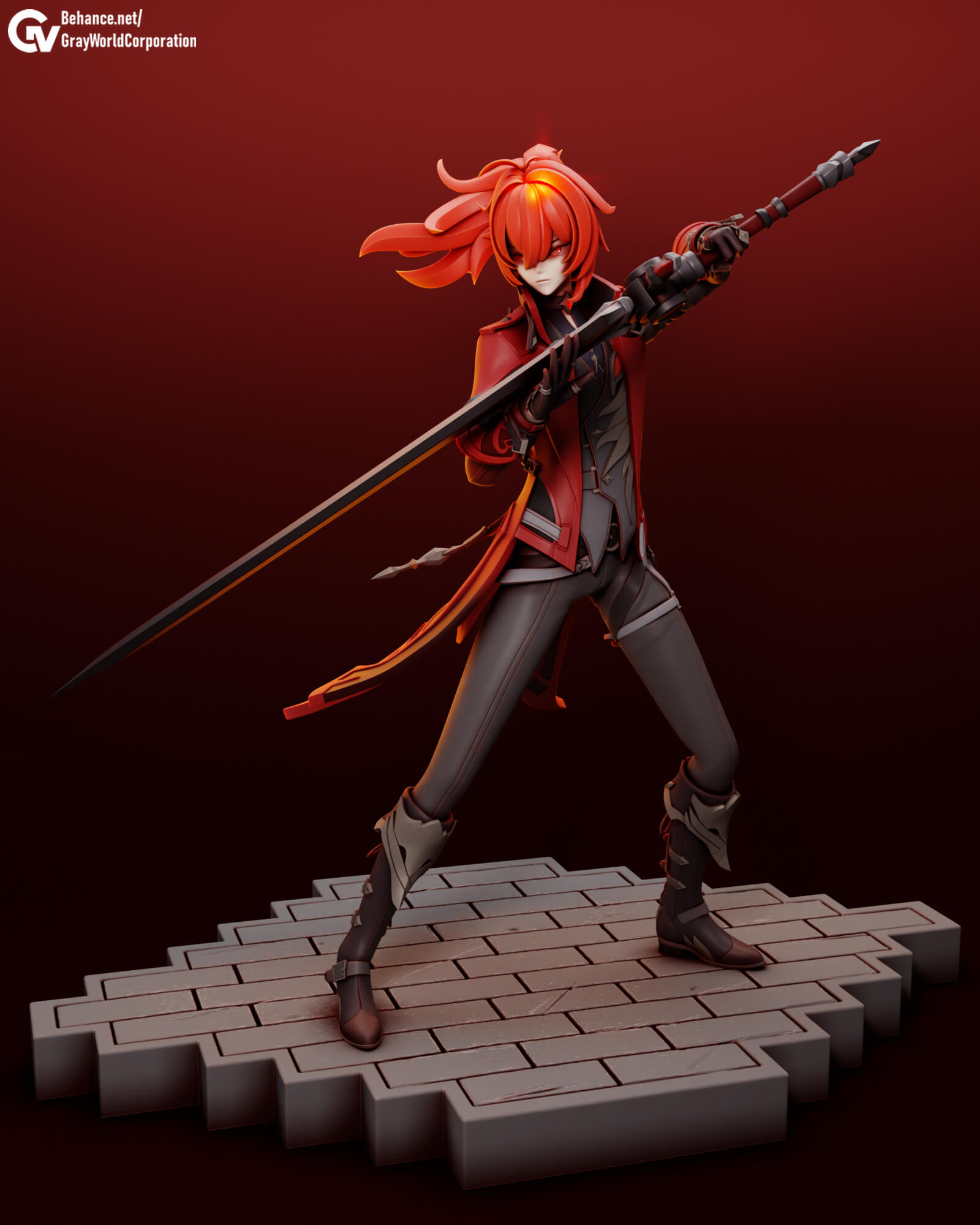 Diluc "Red Dead of Night" - Genshin Impact 3D Model by Gray World ...