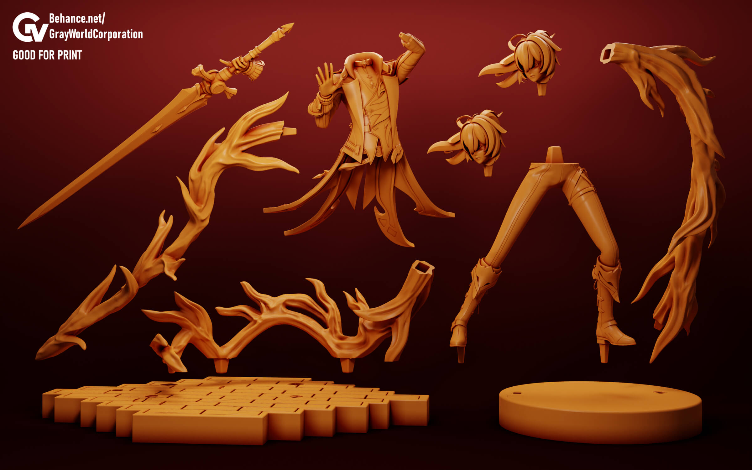 Diluc "Red Dead of Night" - Genshin Impact 3D Model by Gray World ...