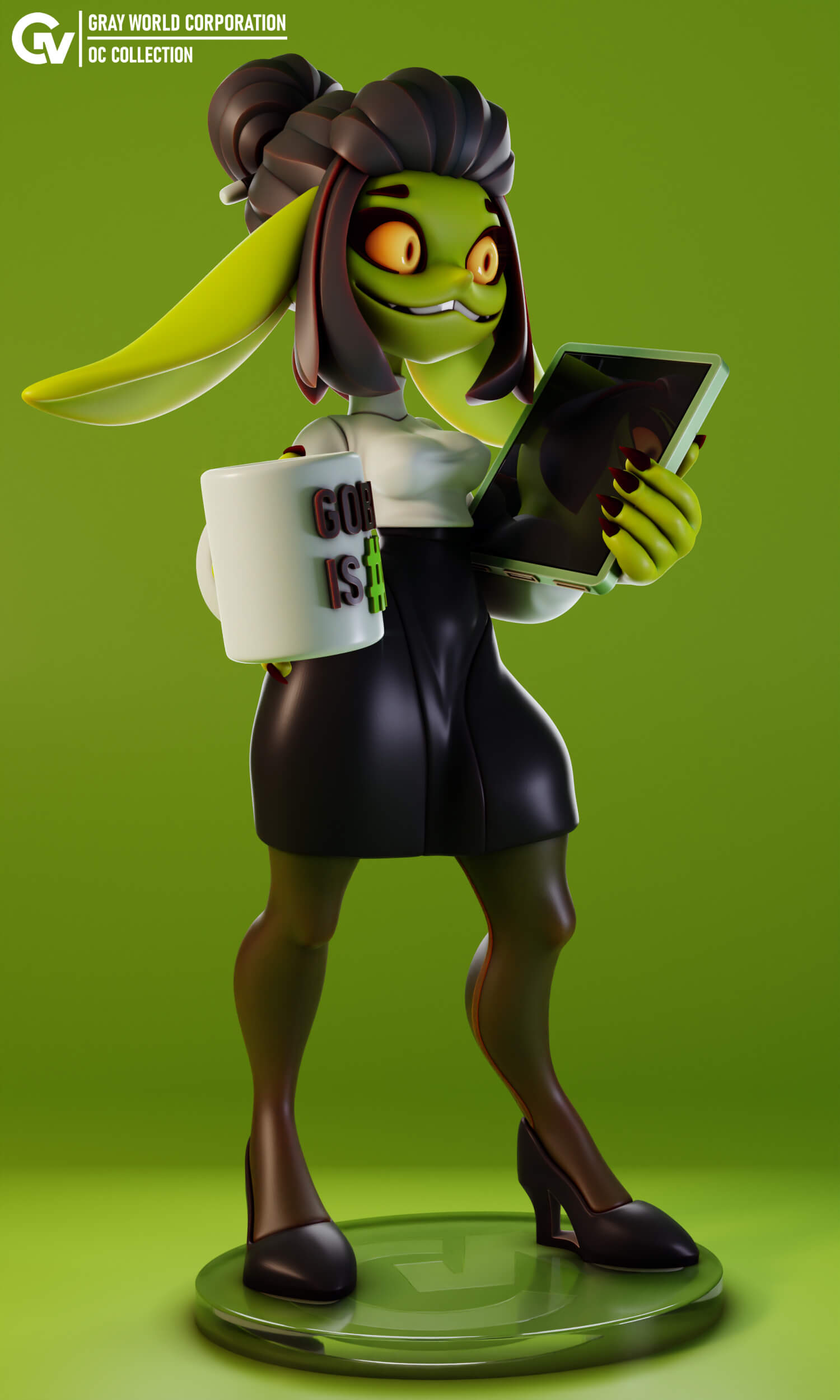 Goblin Girl "Clerk" - OC 3D Print Model by Gray World Corporation