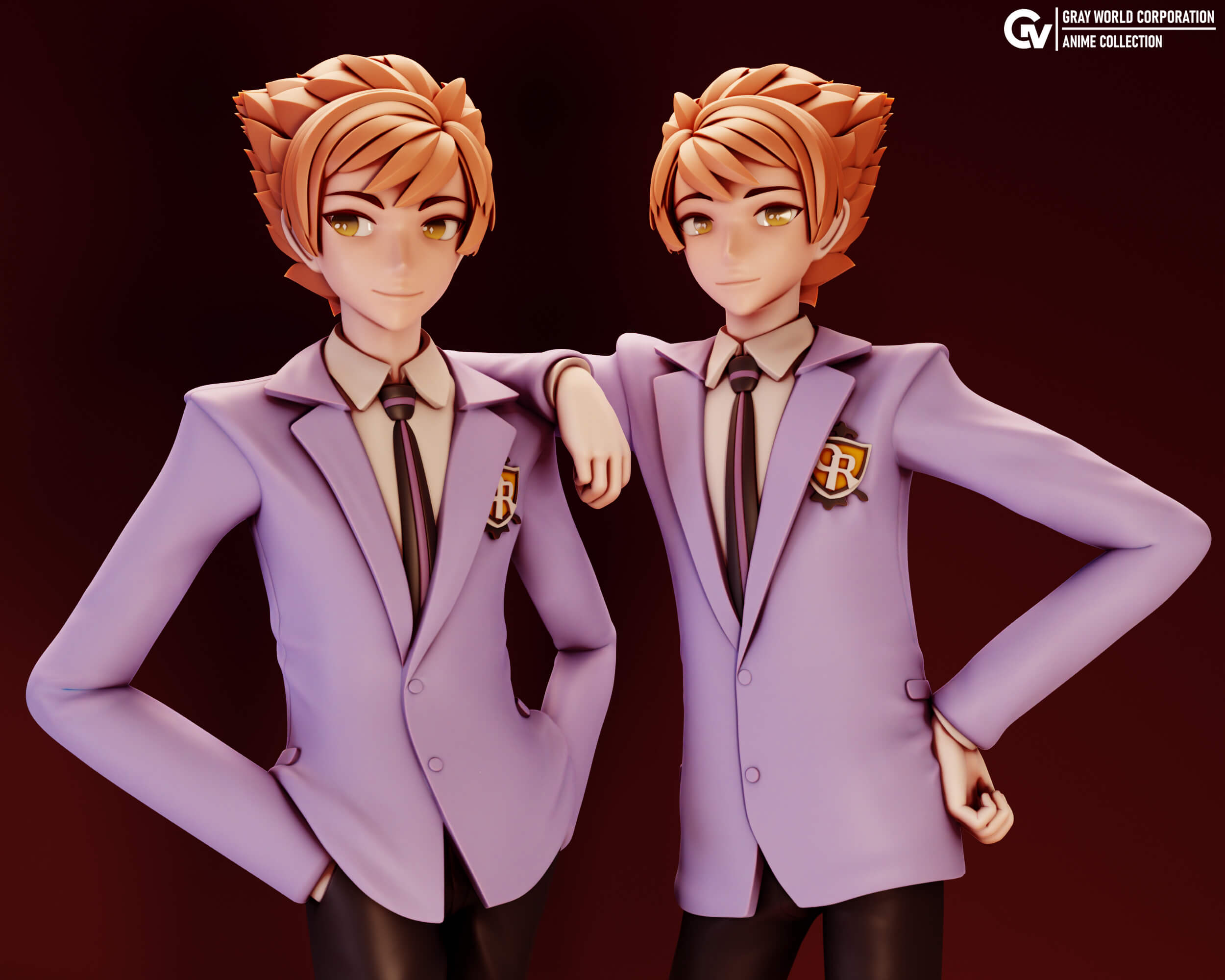 Hikaru and Kaoru - Ouran High School Host Club 3D Model by Gray World ...