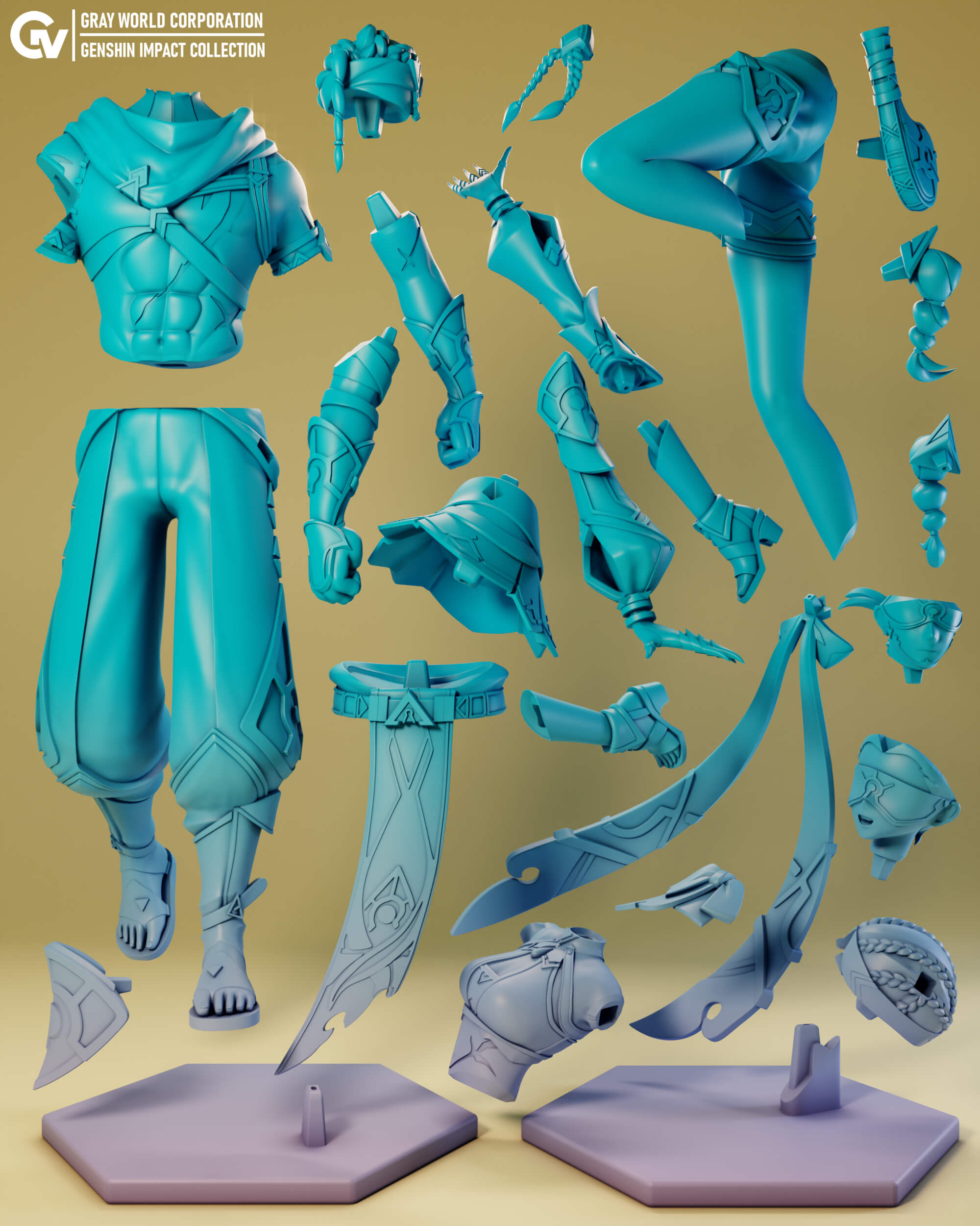 Jeht and Jebrael - Genshin Impact 3D Model by Gray World Corporation