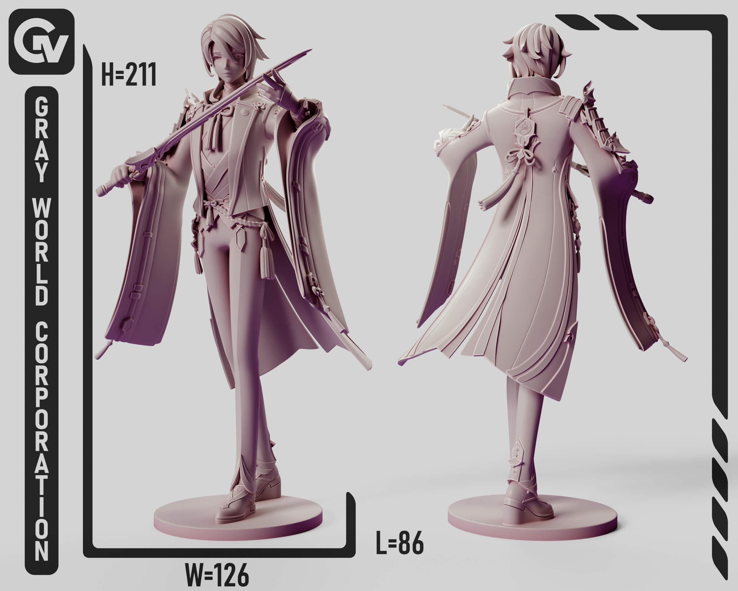Kamisato Ayato - Genshin Impact 3D Model by Gray World Corporation