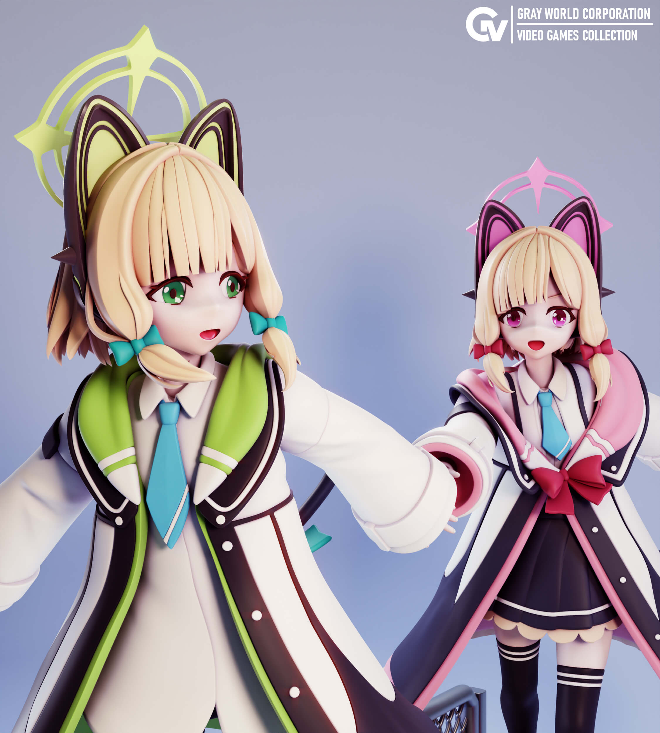 Midori and Momoi - Blue Archive 3D Model by Gray World Corporation