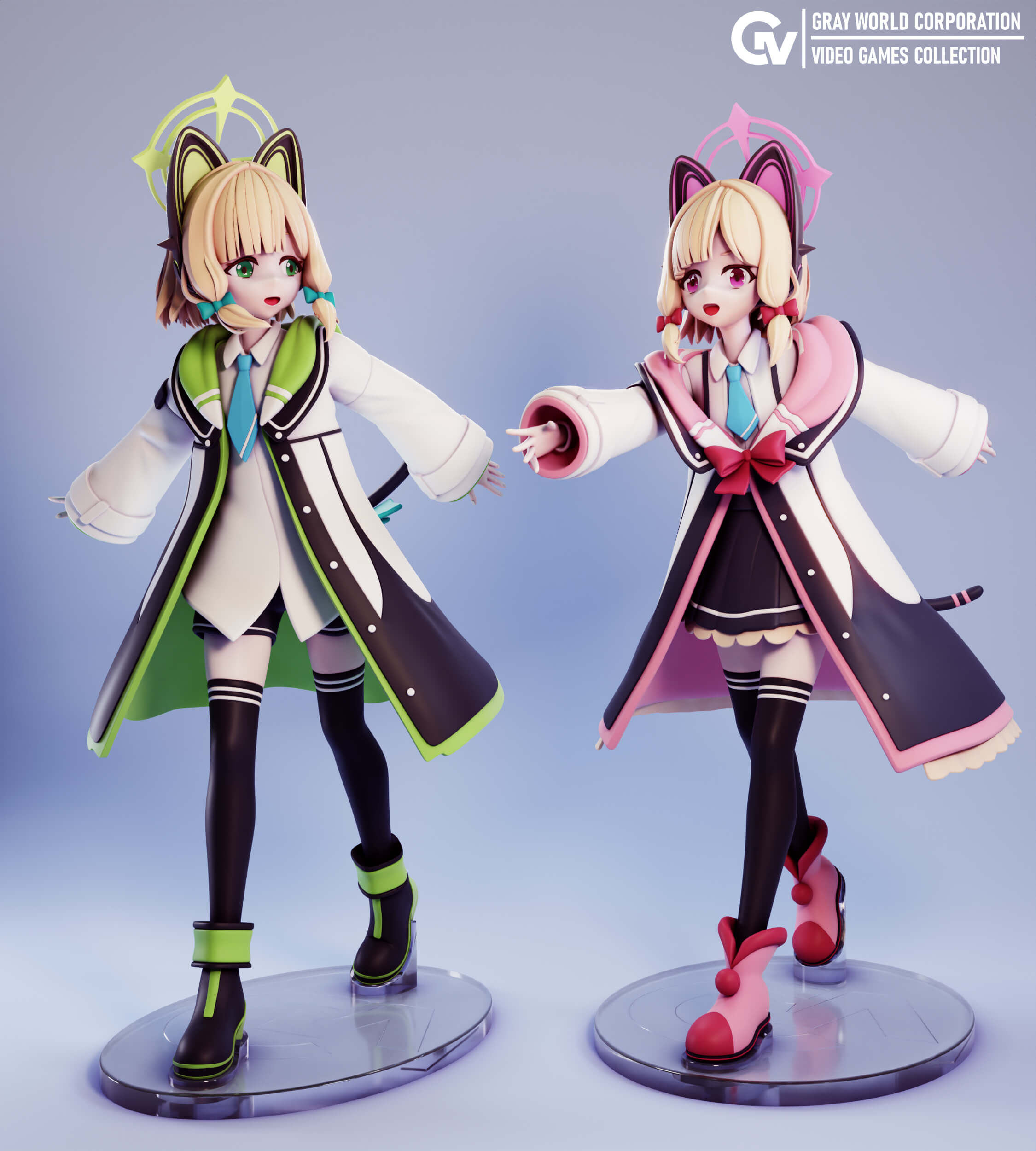 Midori and Momoi - Blue Archive 3D Model by Gray World Corporation