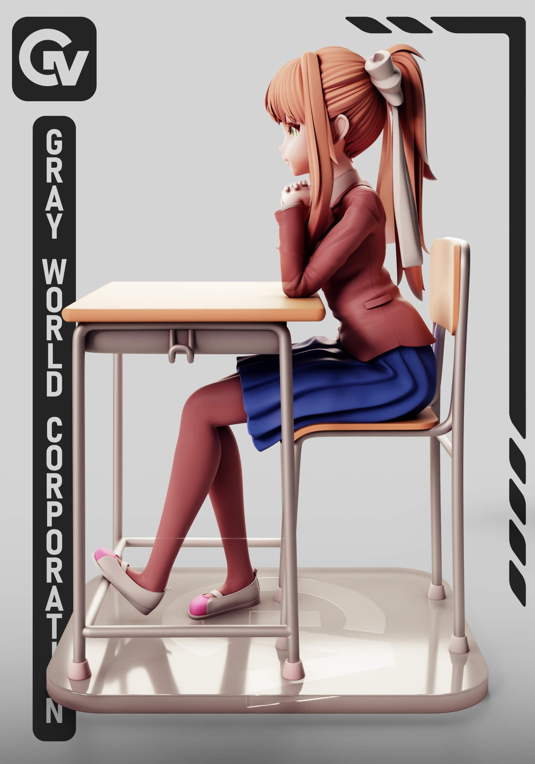 Monika - Doki Doki Literature Club 3D Model by Gray World Corporation