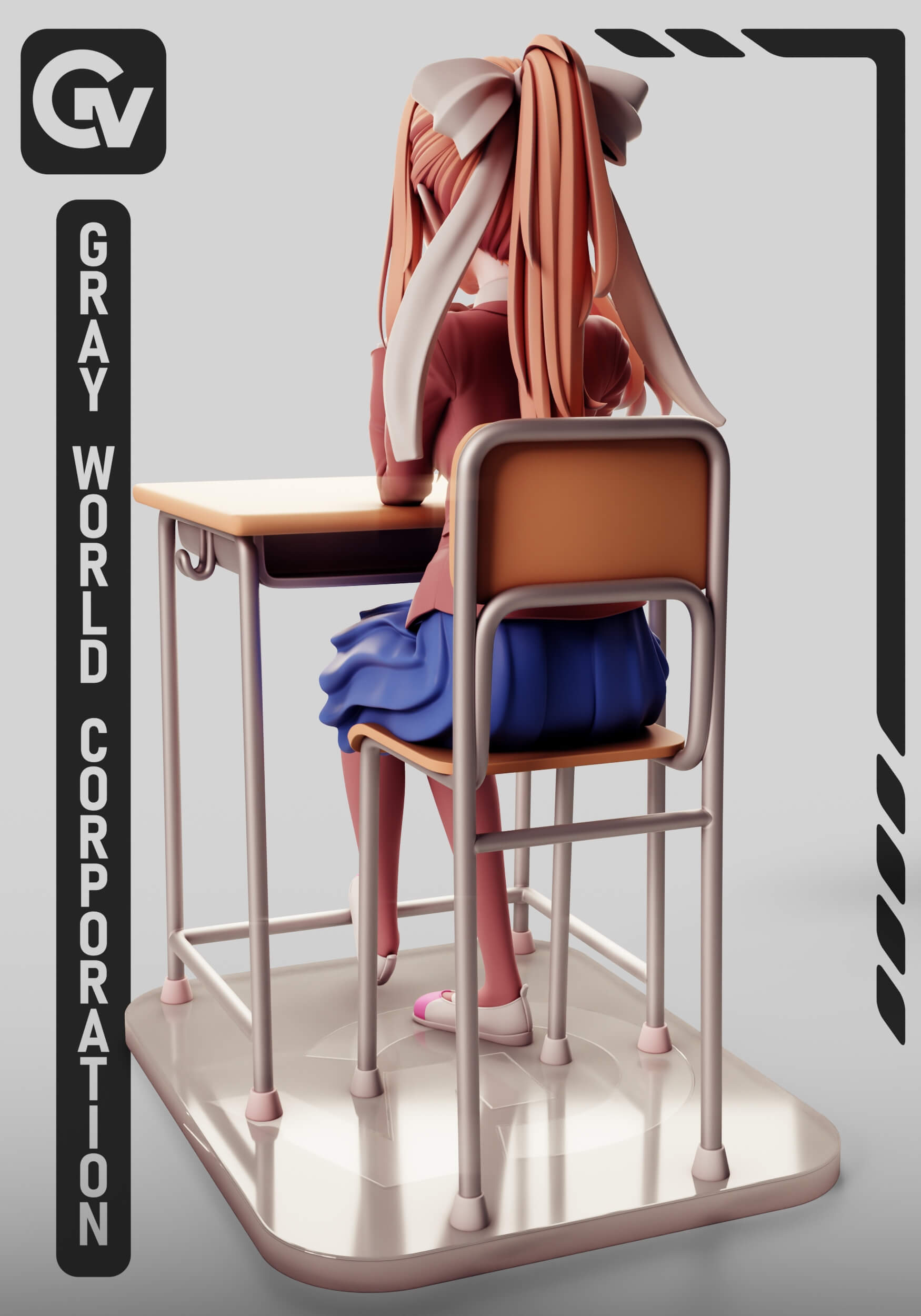 Monika - Doki Doki Literature Club 3D Model by Gray World Corporation