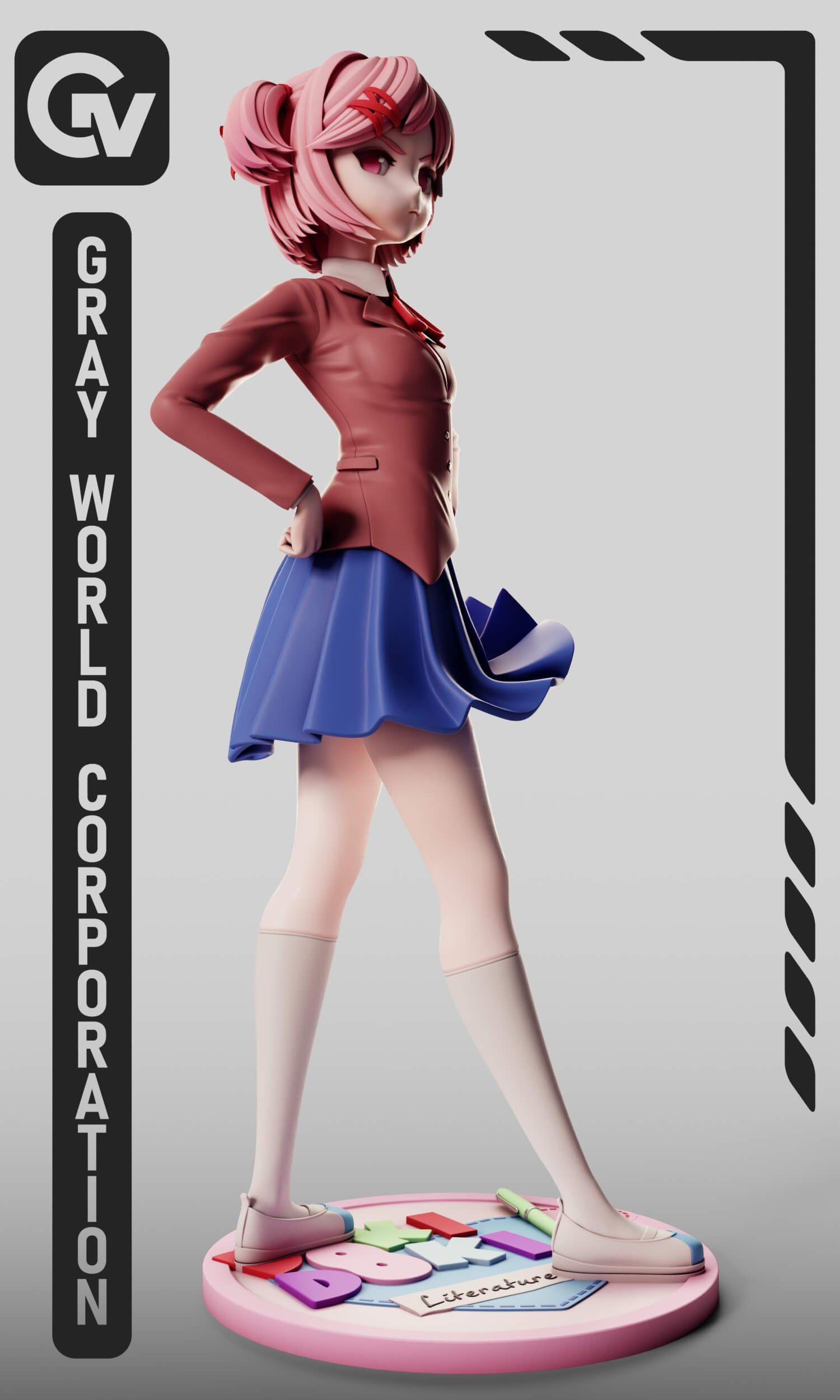 Natsuki - Doki Doki Literature Club 3D Model by Gray World Corporation