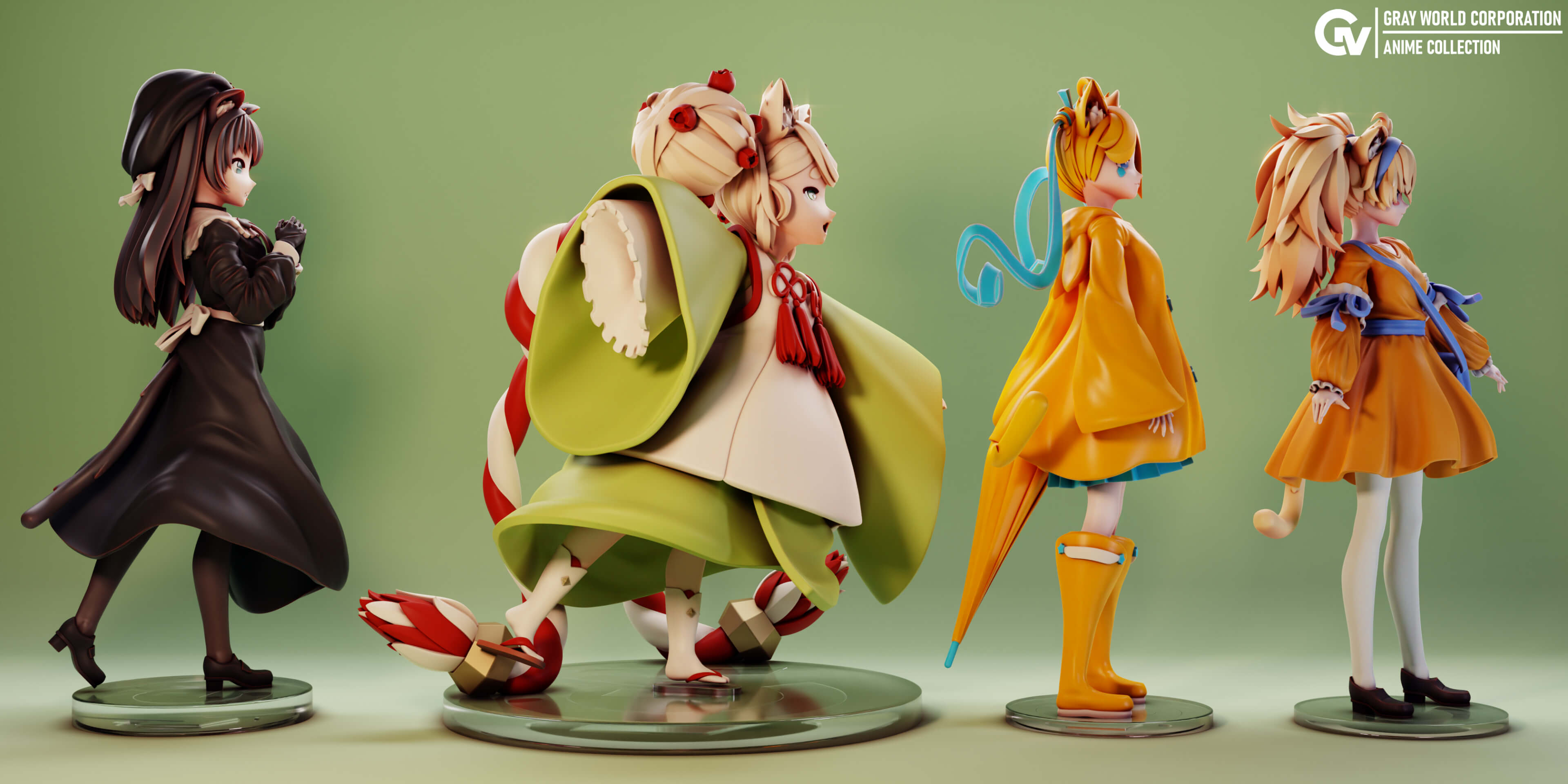 Neko Neko Set - 3D Print Model by Gray World Corporation