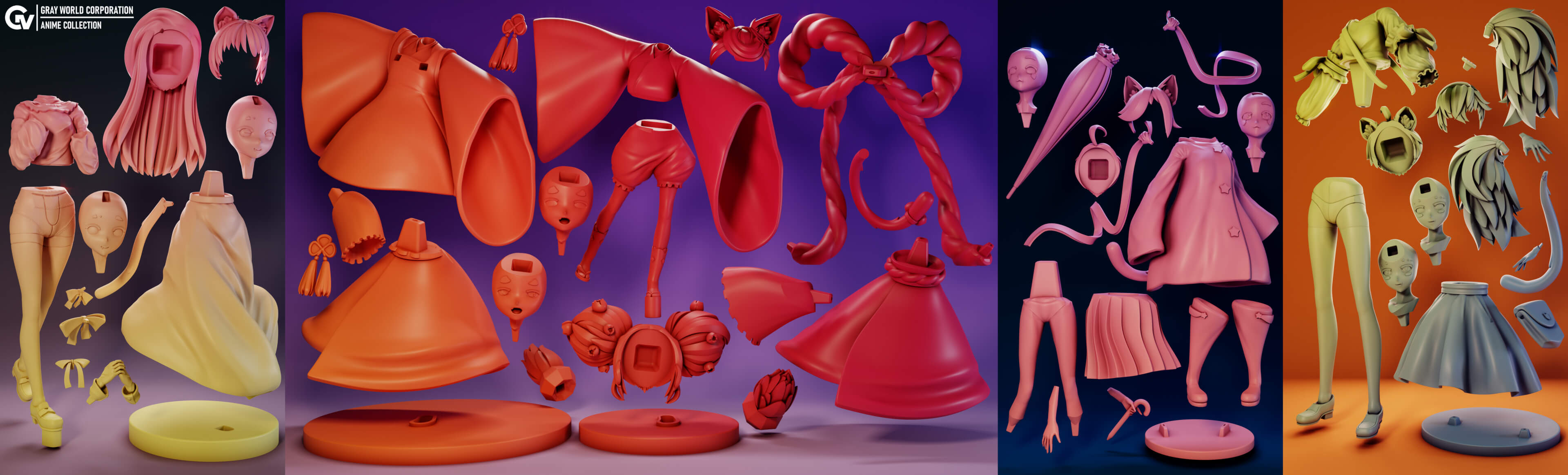 Neko Neko Set - 3D Model by Gray World Corporation