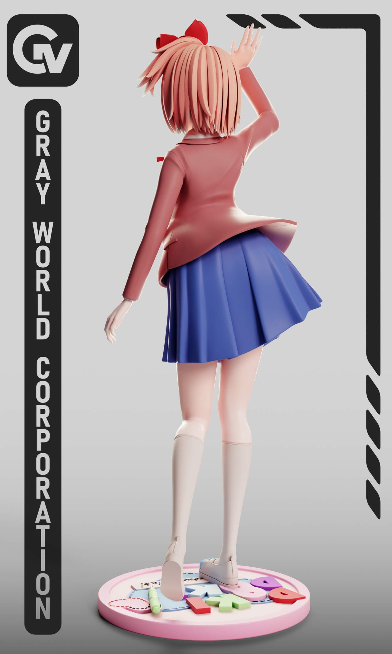 Sayori - Doki Doki Literature Club 3D Print Model by Gray World Corporation