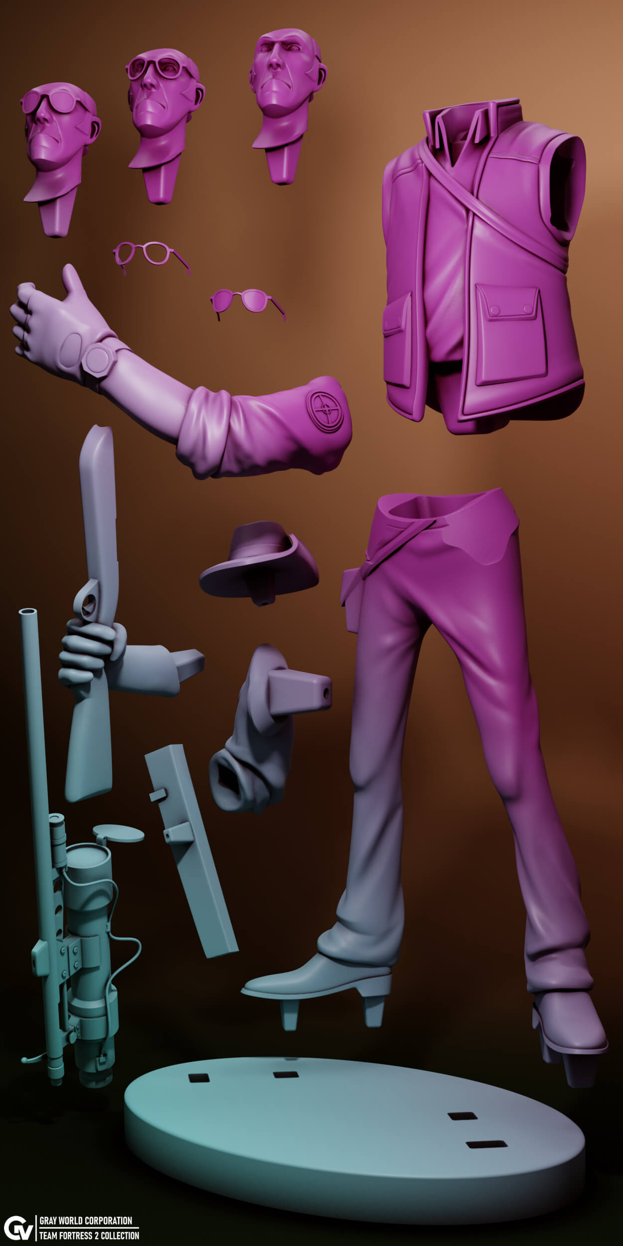 Sniper - Team Fortress 2 3D Model by Gray World Corporation