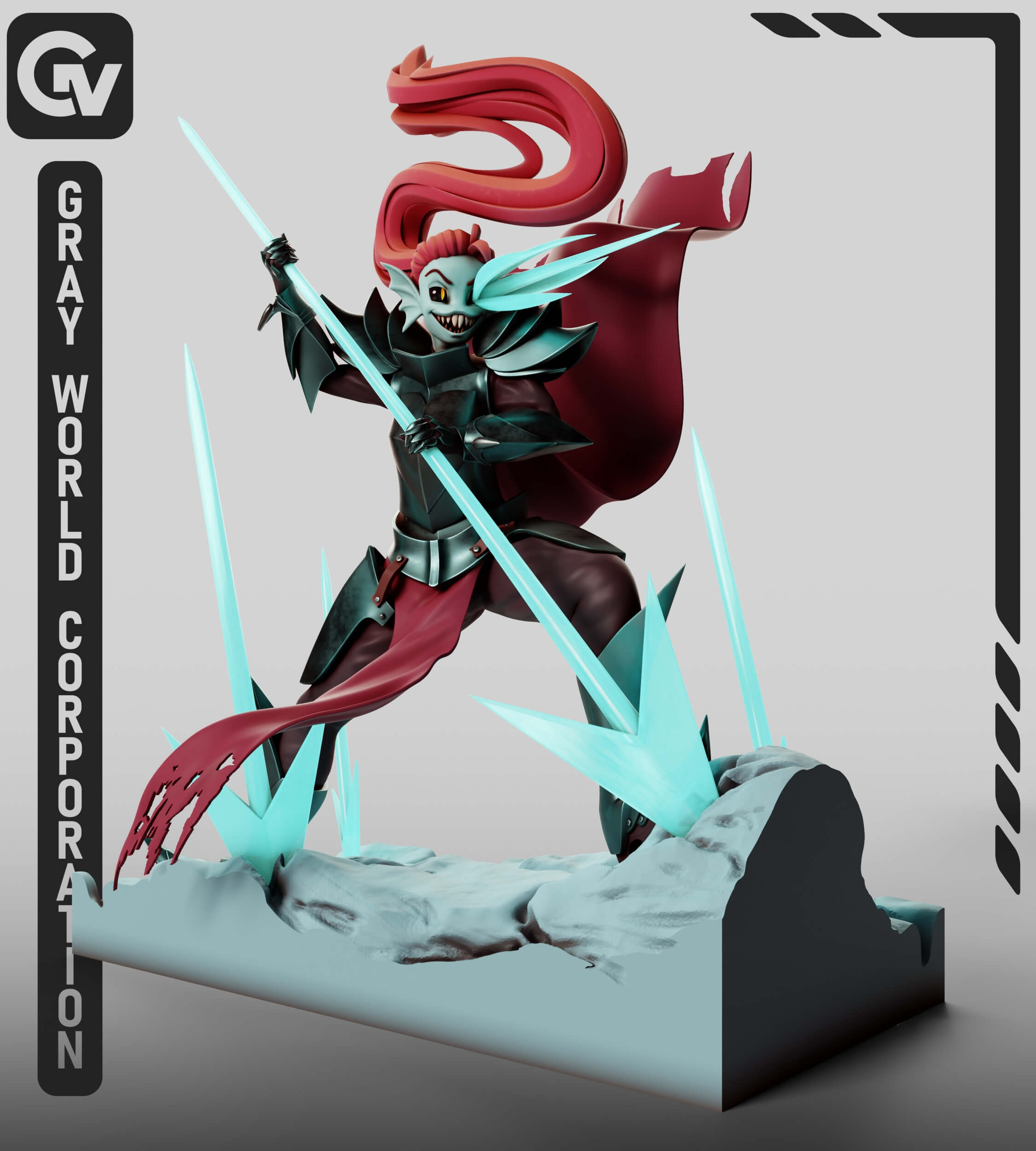 Undyne - Undertale 3D Model by Gray World Corporation