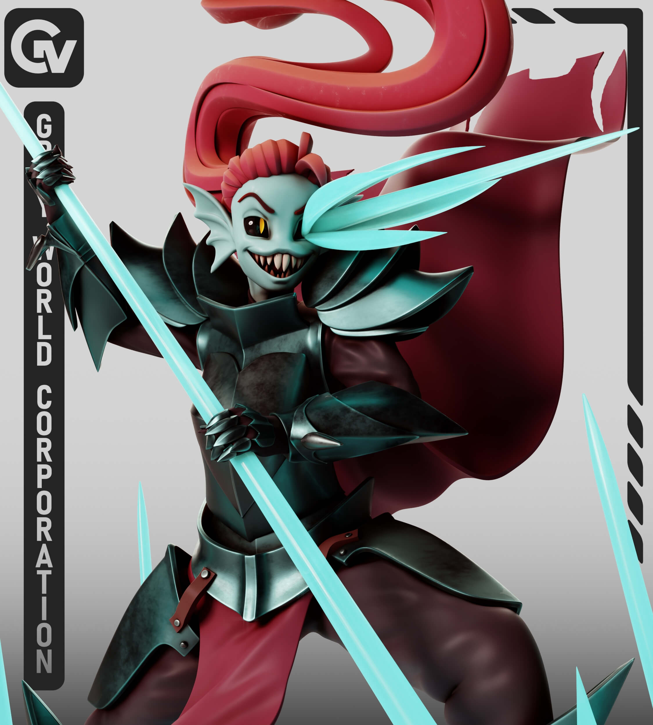 Undyne - Undertale 3D Model by Gray World Corporation