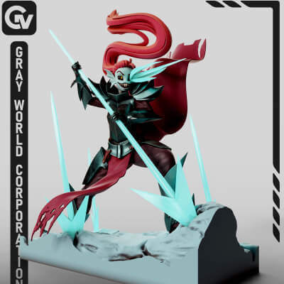 Undyne - Undertale 3D Model by Gray World Corporation