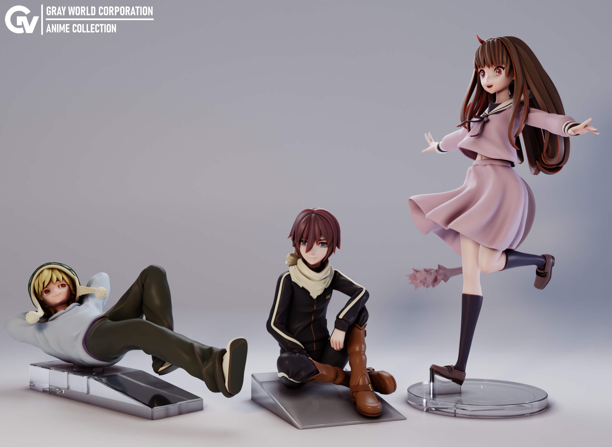 Yato, Hiyori and Yukine - Noragami 3D Model by Gray World Corporation