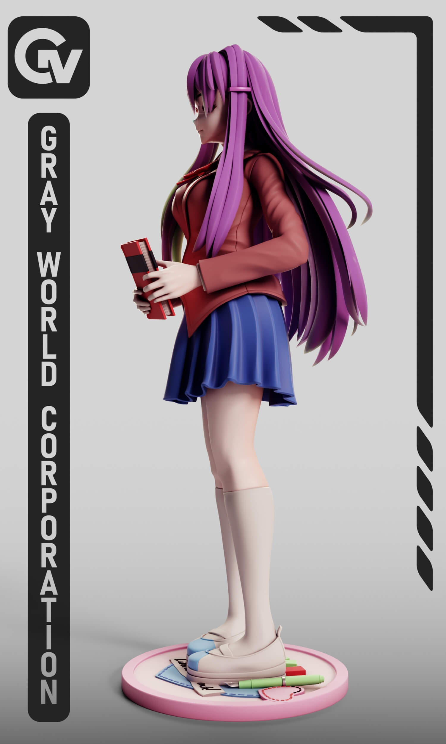 Yuri - Doki Doki Literature Club 3D Model by Gray World Corporation
