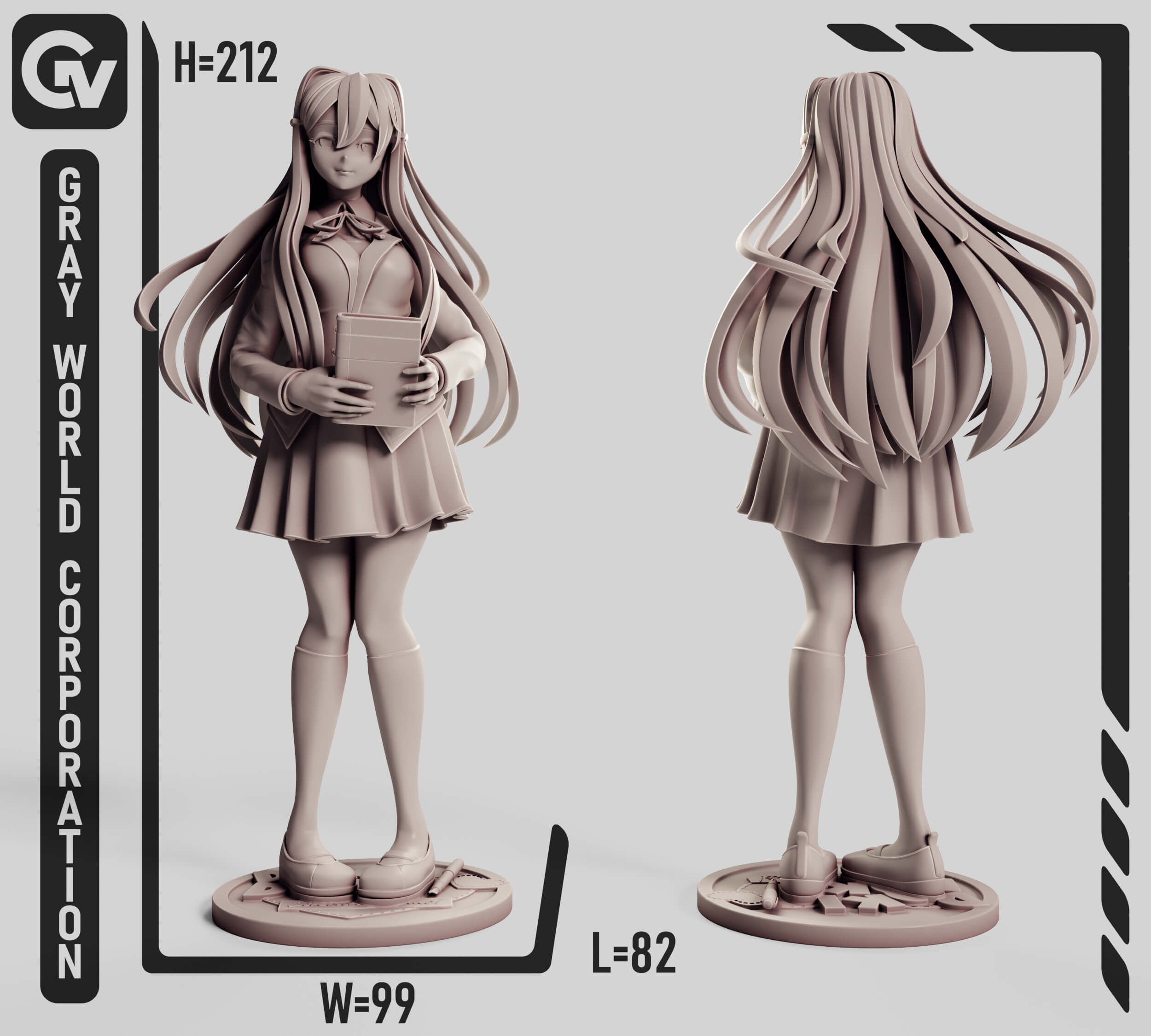 Yuri - Doki Doki Literature Club 3D Model by Gray World Corporation