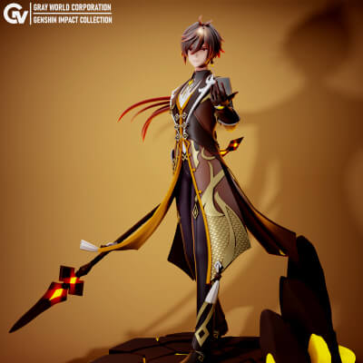 Zhongli 2 - Genshin Impact 3D Model by Gray World Corporation