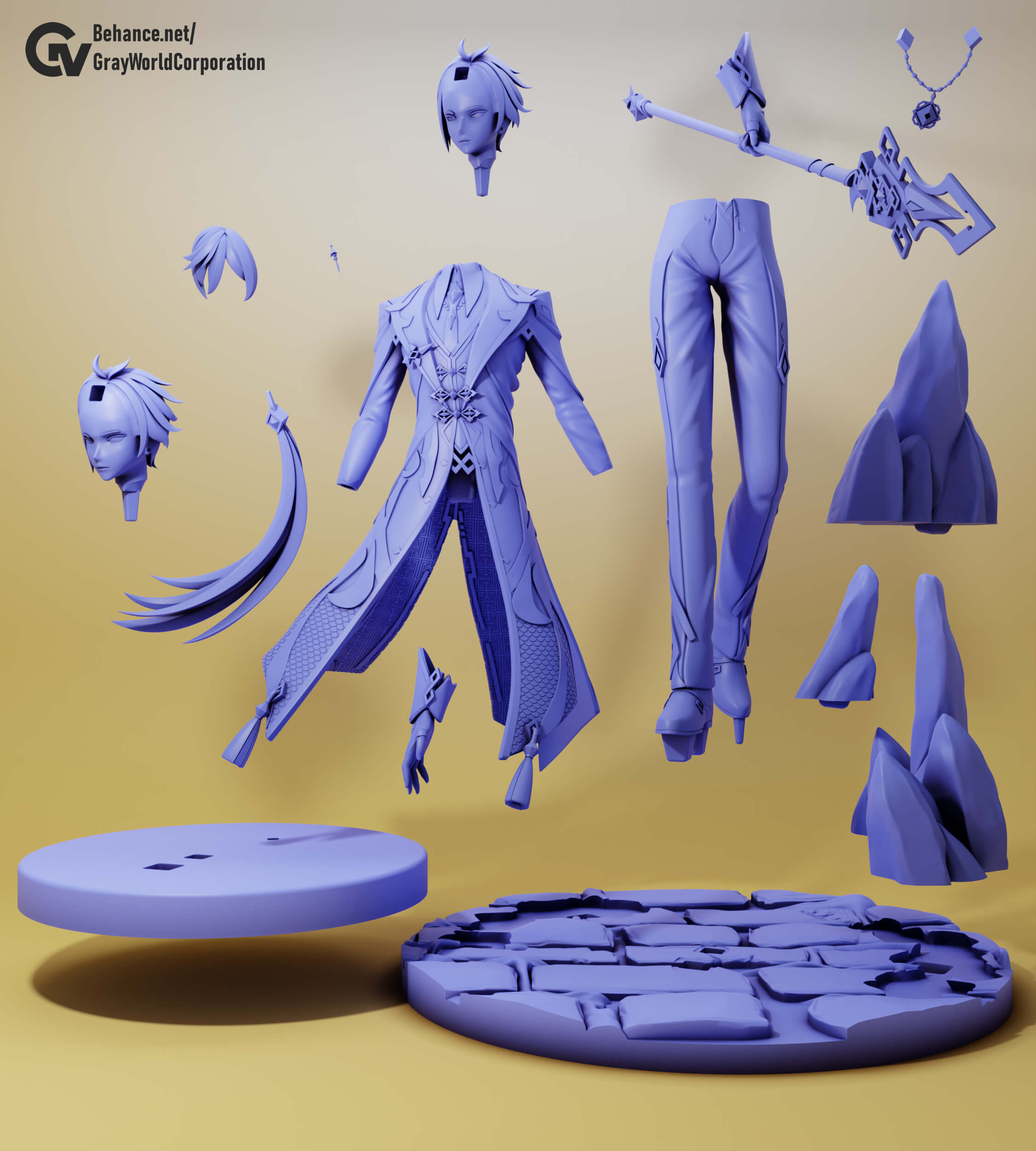 Zhongli - Genshin Impact 3D Model by Gray World Corporation