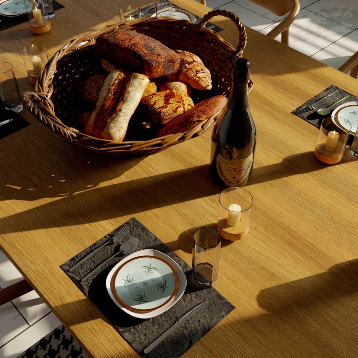 Elegant Dining Table Setting 3D Render by GreatDesignerSoftware